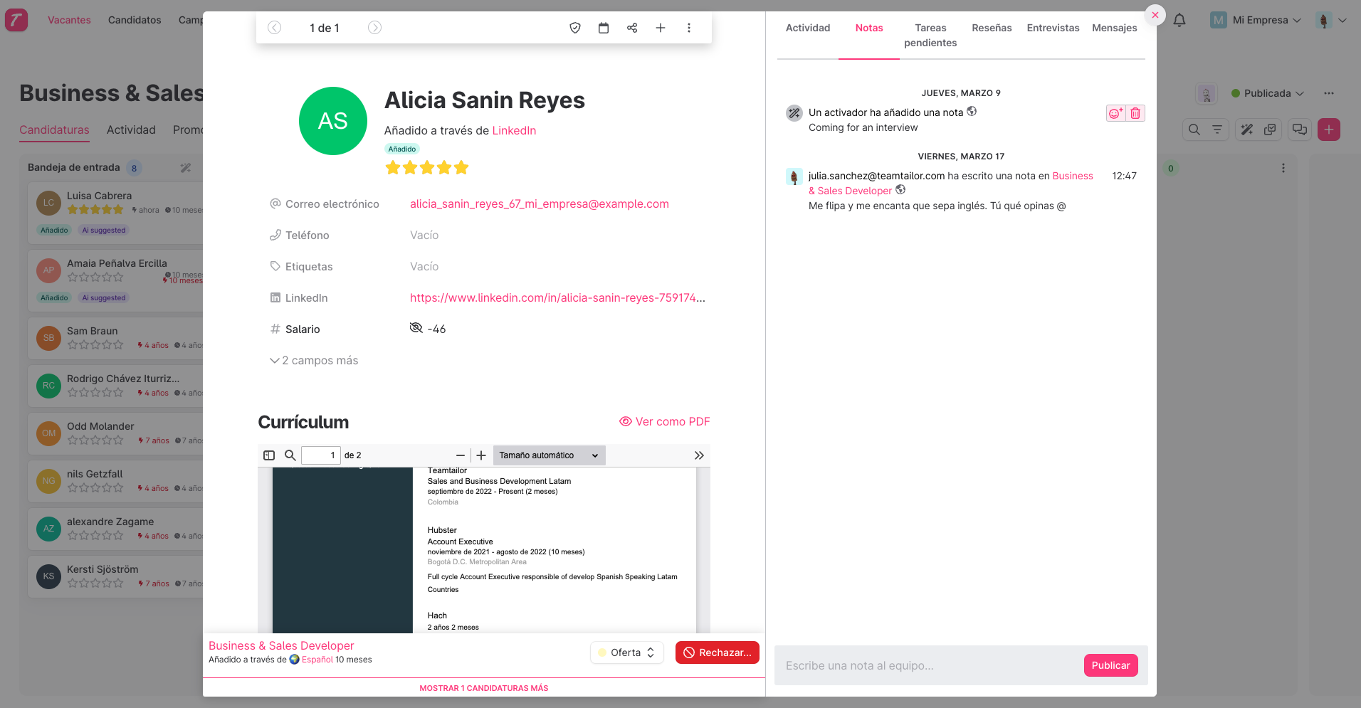 Teamtailor : Opiniones, precios & funcionalidades | Appvizer