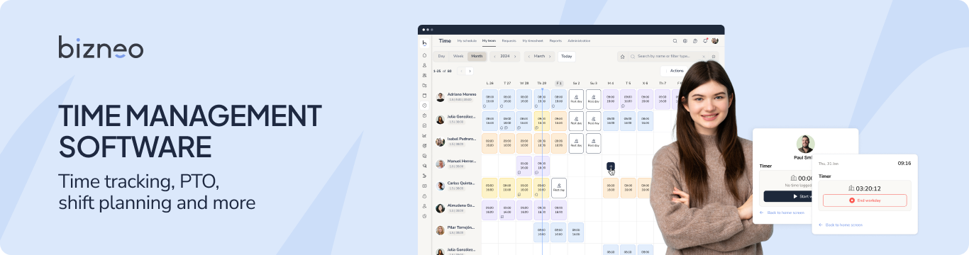 Bizneo Time Manager : Opiniones, precios & funcionalidades | Appvizer